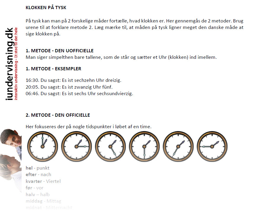 Lær Klokken På Tysk | iundervisning.dk